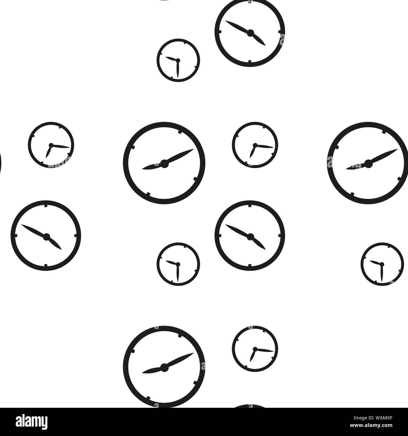 Seamless pattern with clocks showing different time isolated on white ...
