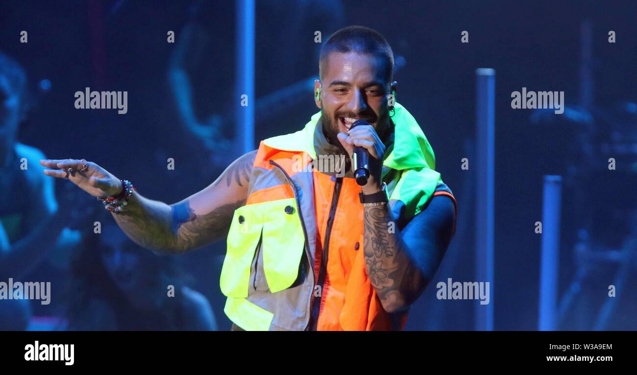 Malaga, Spain. 14th July, 2019. Maluma, with his brand new fourth album ...