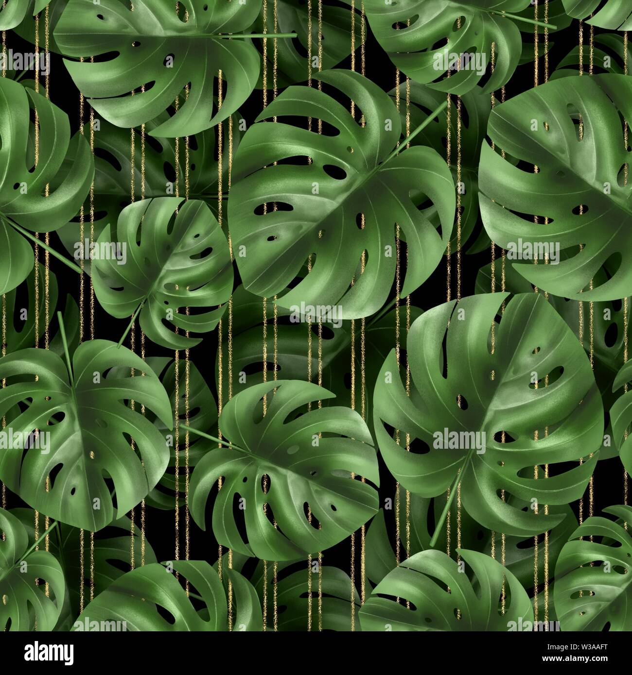Palm monstera seamless pattern Stock Photo - Alamy
