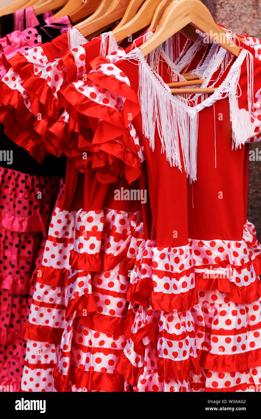 Red flamenco dresses in Spain Stock Photo - Alamy