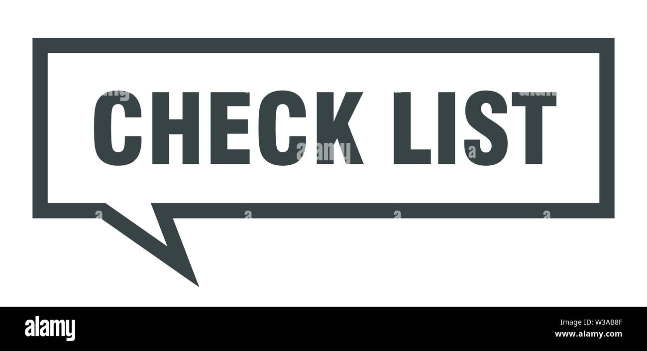 check list sign. check list square speech bubble. check list Stock ...