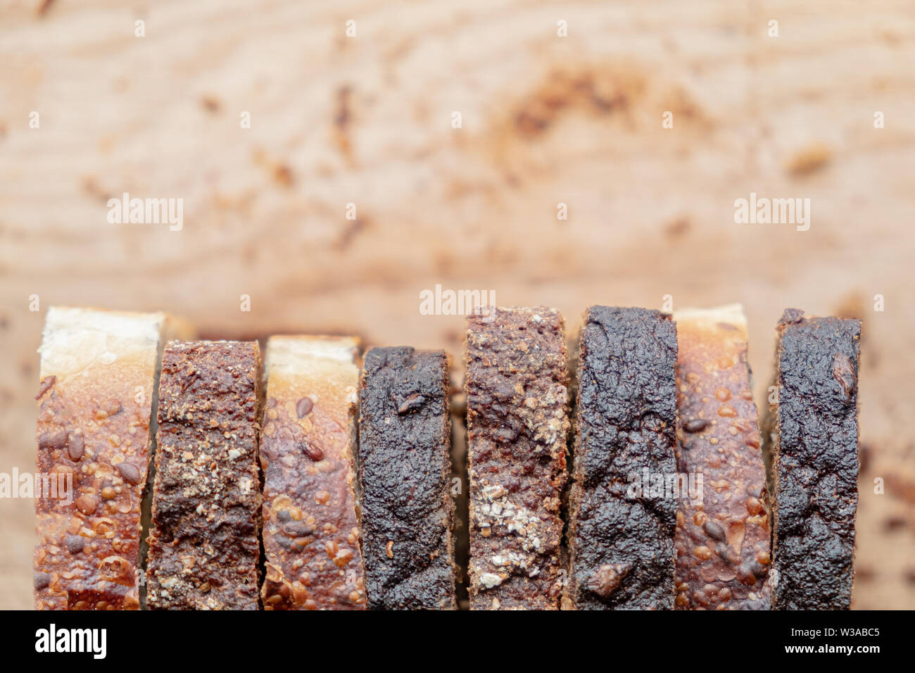 Slices of whole-grain bread, top view. Pieces of wholemeal bread, shot ...