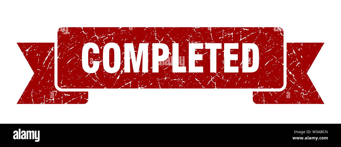 completed grunge ribbon. completed sign. completed banner Stock Vector ...