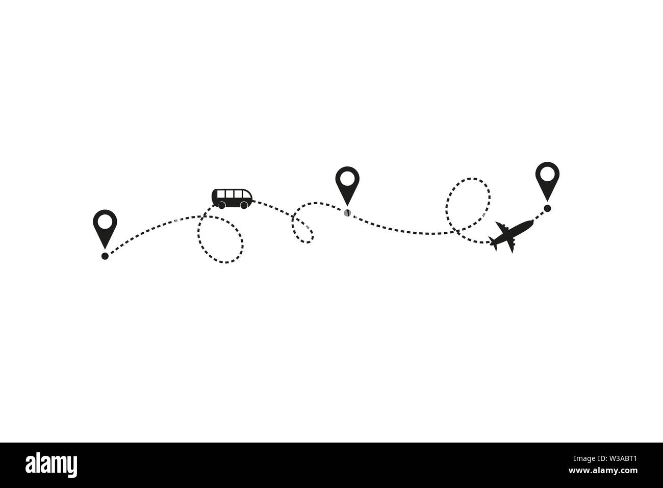 Concept of traveling by bus and plane. Vector illustration. Traveling ...