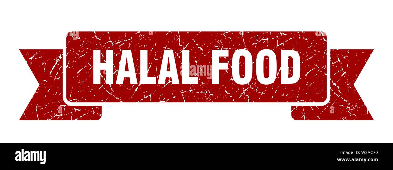halal food grunge ribbon. halal food sign. halal food banner Stock ...