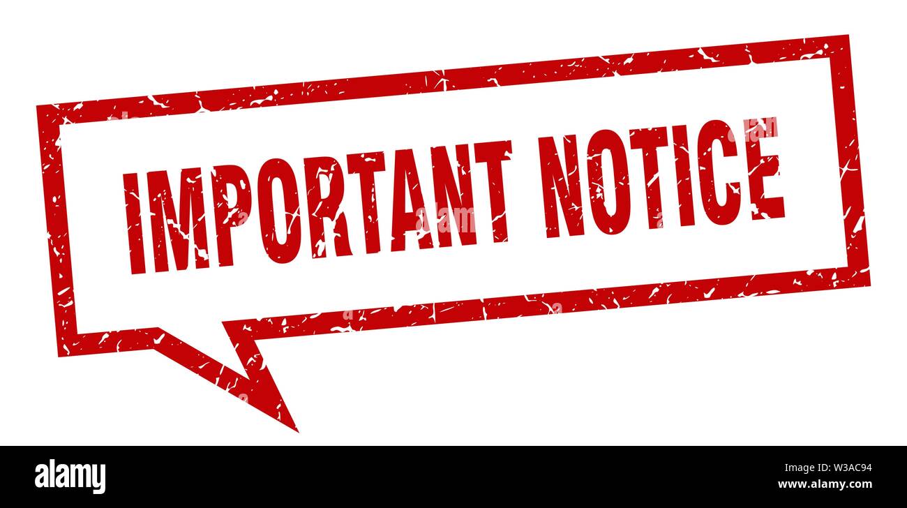 important notice sign. important notice square speech bubble. important ...