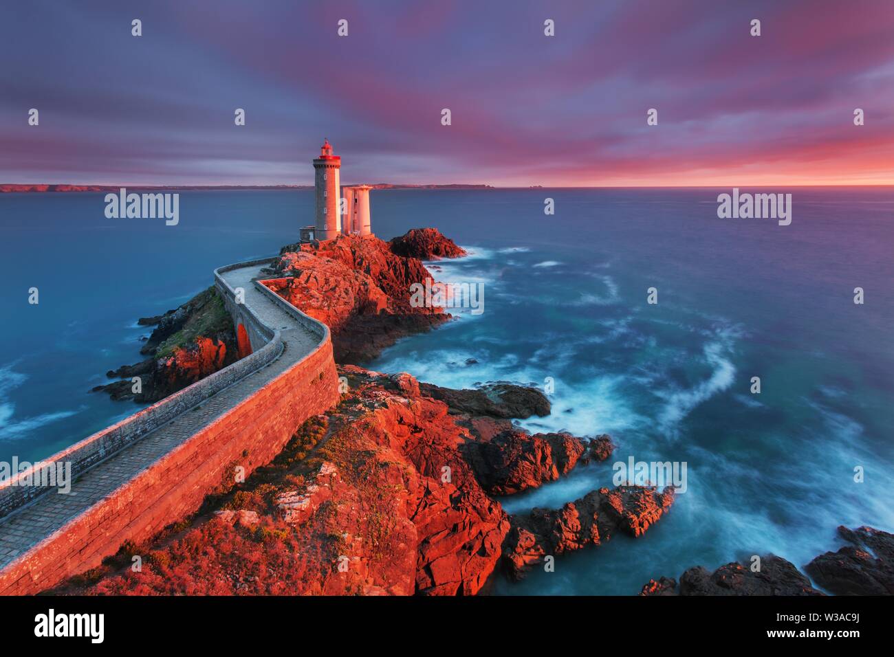 Most popular lighthouse in Europe during stormy weather. Petit Minou ...