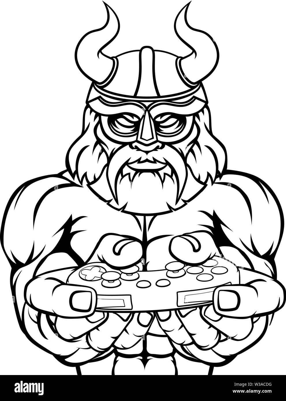 Viking Gamer Gladiator Warrior Controller Mascot Stock Vector Image ...