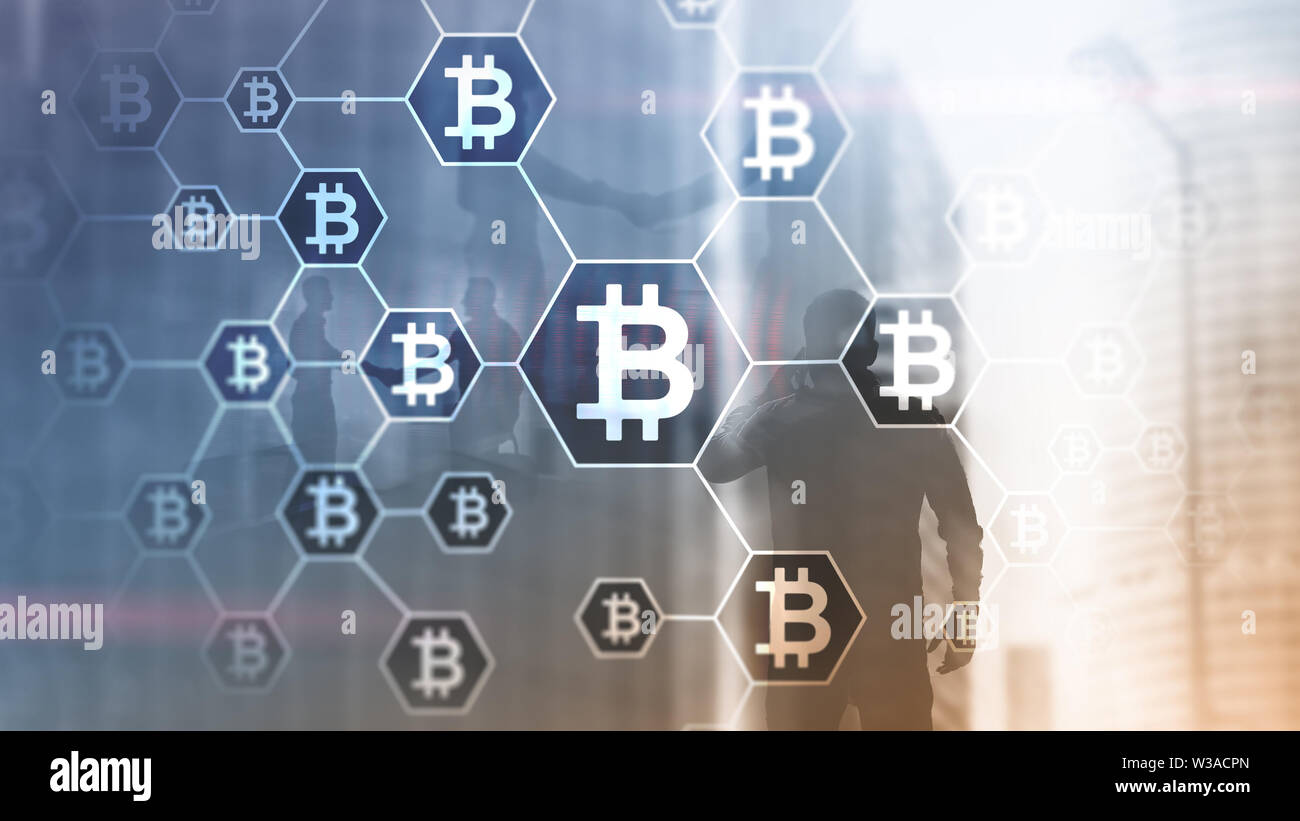 Bitcoin, Blockchain concept on server room background Stock Photo - Alamy