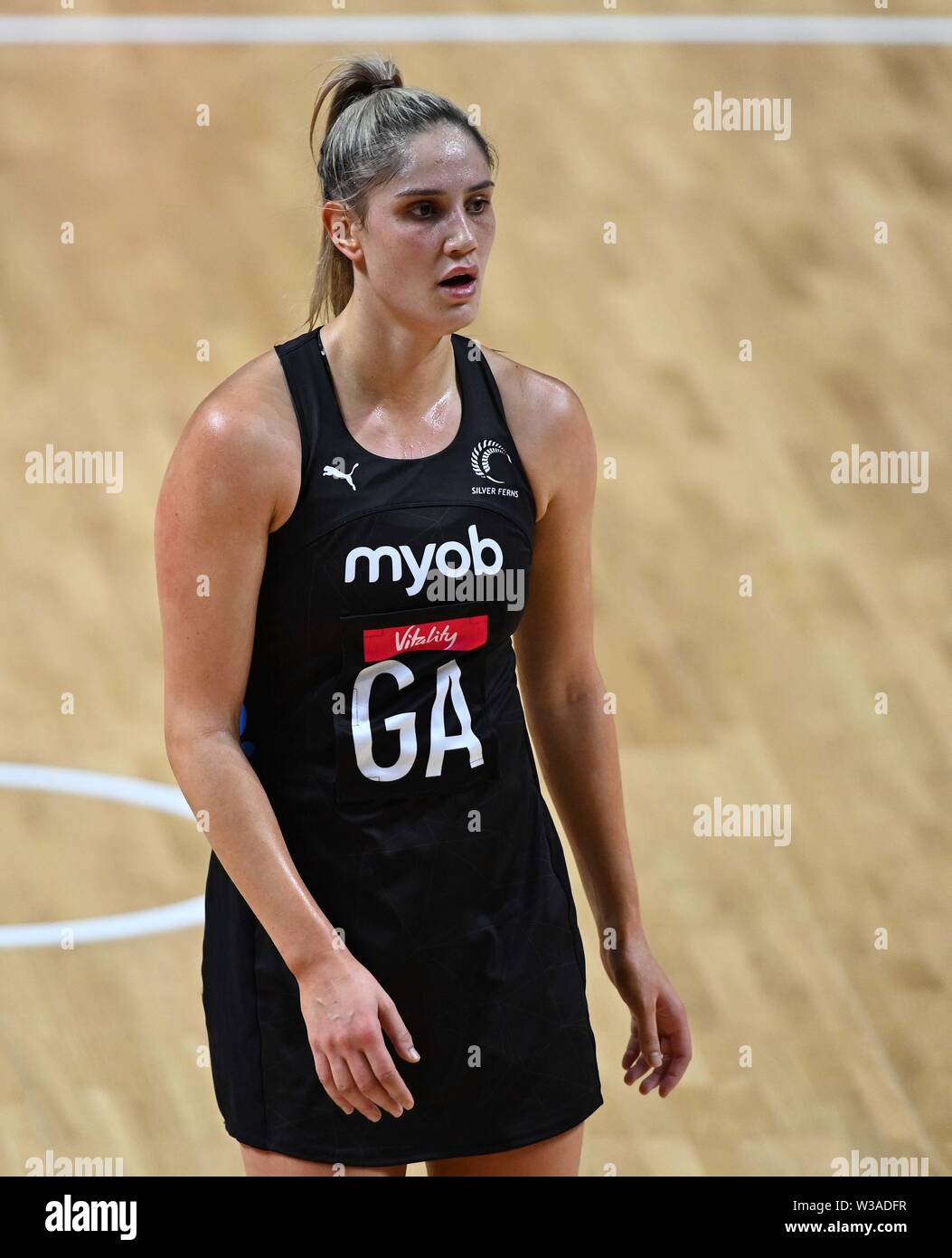 Liverpool, UK. 14 July 2019. Te Paea Selby-Rickit (New Zealand) during ...