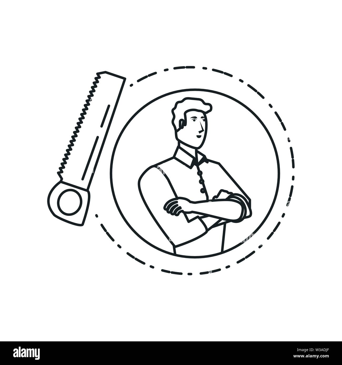 Guy with saw Stock Vector Images - Alamy
