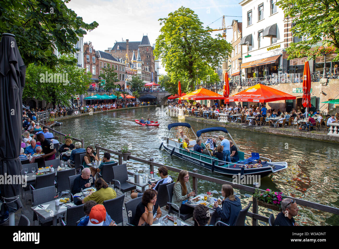Utrecht, Netherlands, Old Town, Oudegracht, canal, restaurants, pubs ...