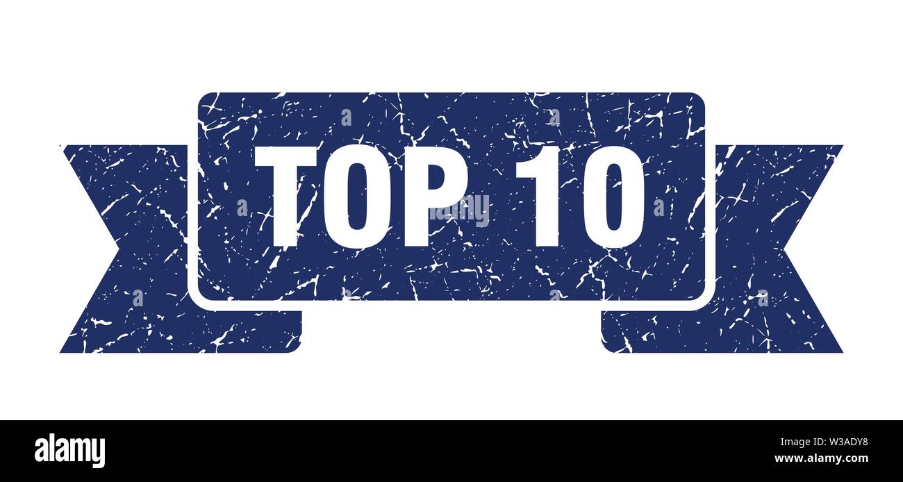 top 10 grunge ribbon. top 10 sign. top 10 banner Stock Vector Image ...