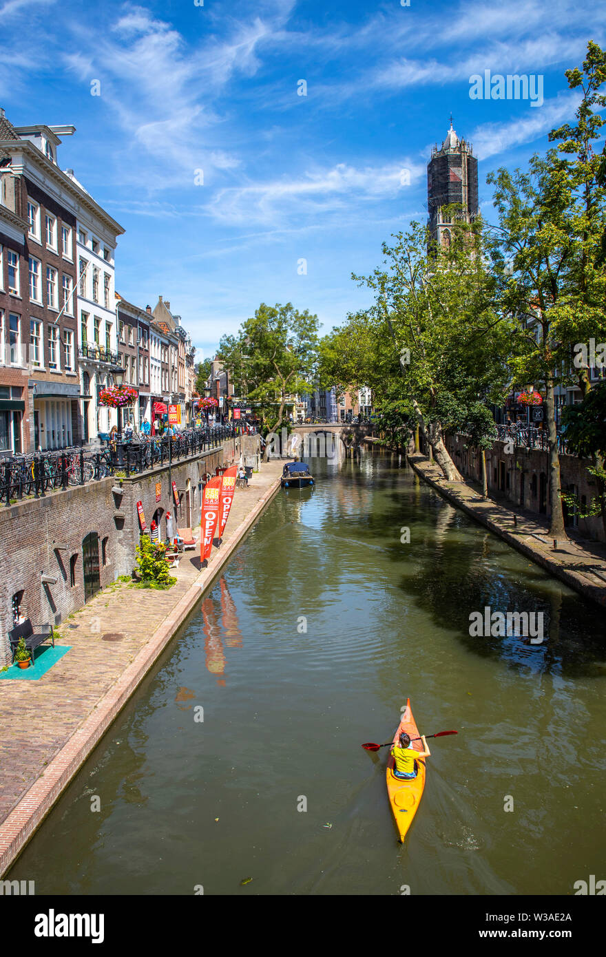 Utrecht, Netherlands, Old Town, Oudegracht, canal, restaurants, pubs ...