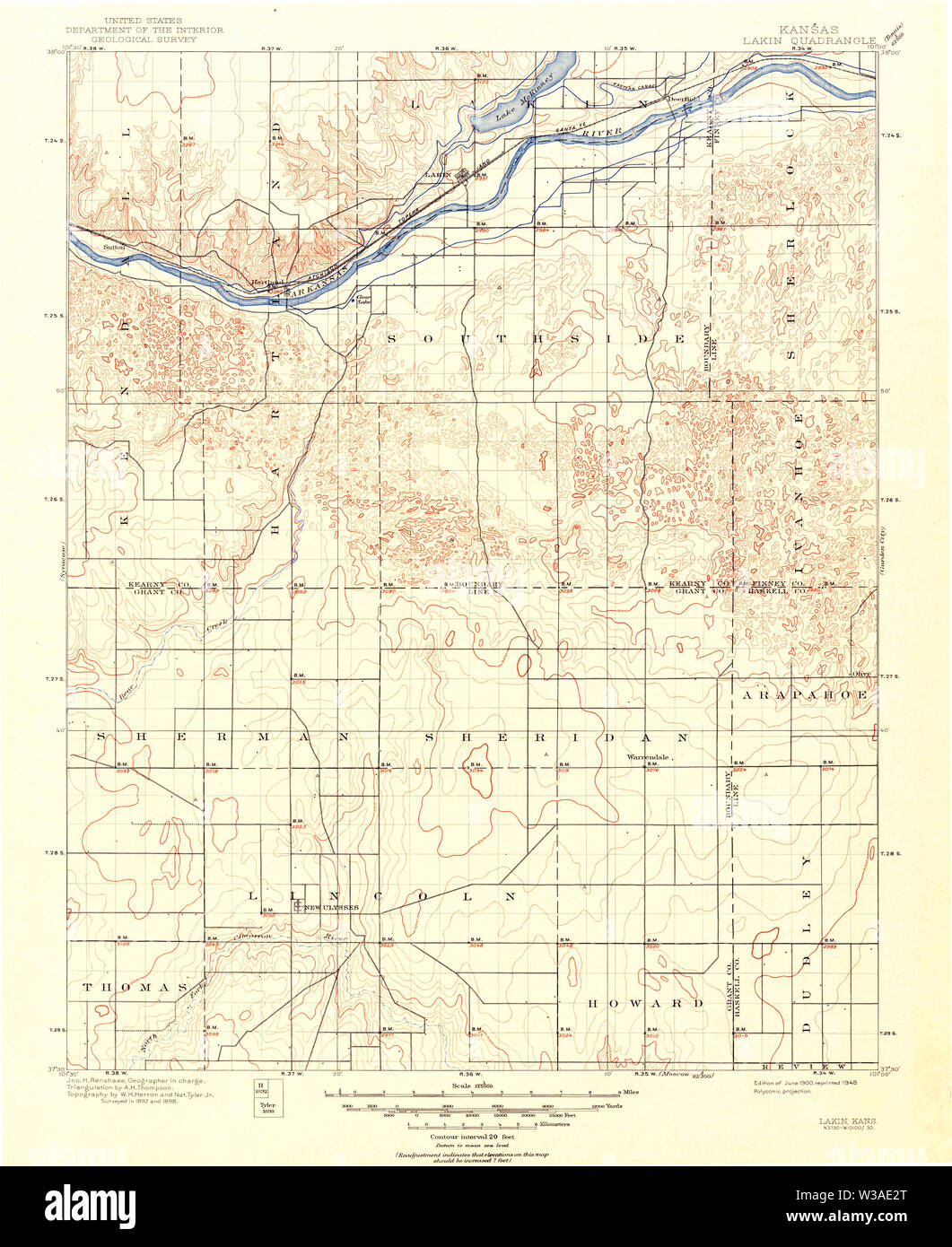 Map kansas 1900 hi-res stock photography and images - Alamy