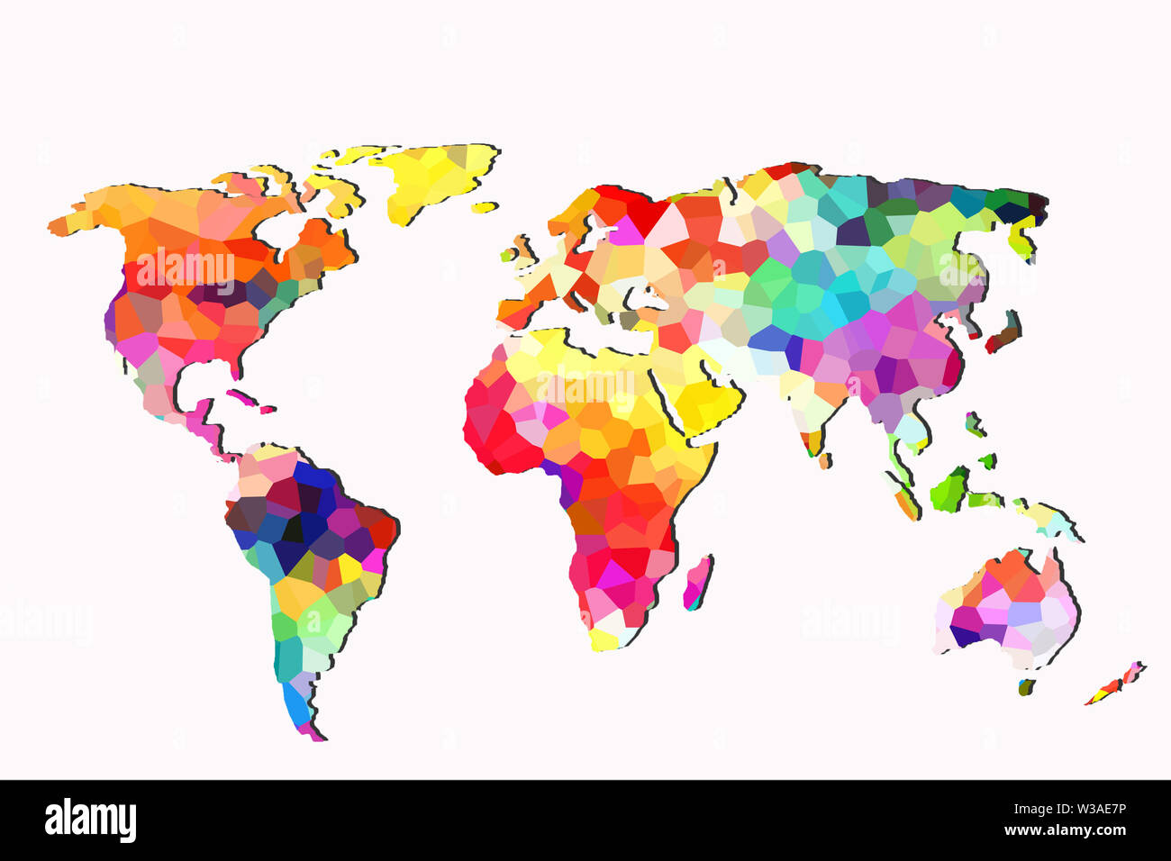 Roughly outlined world map with a colorful background patterns Stock ...