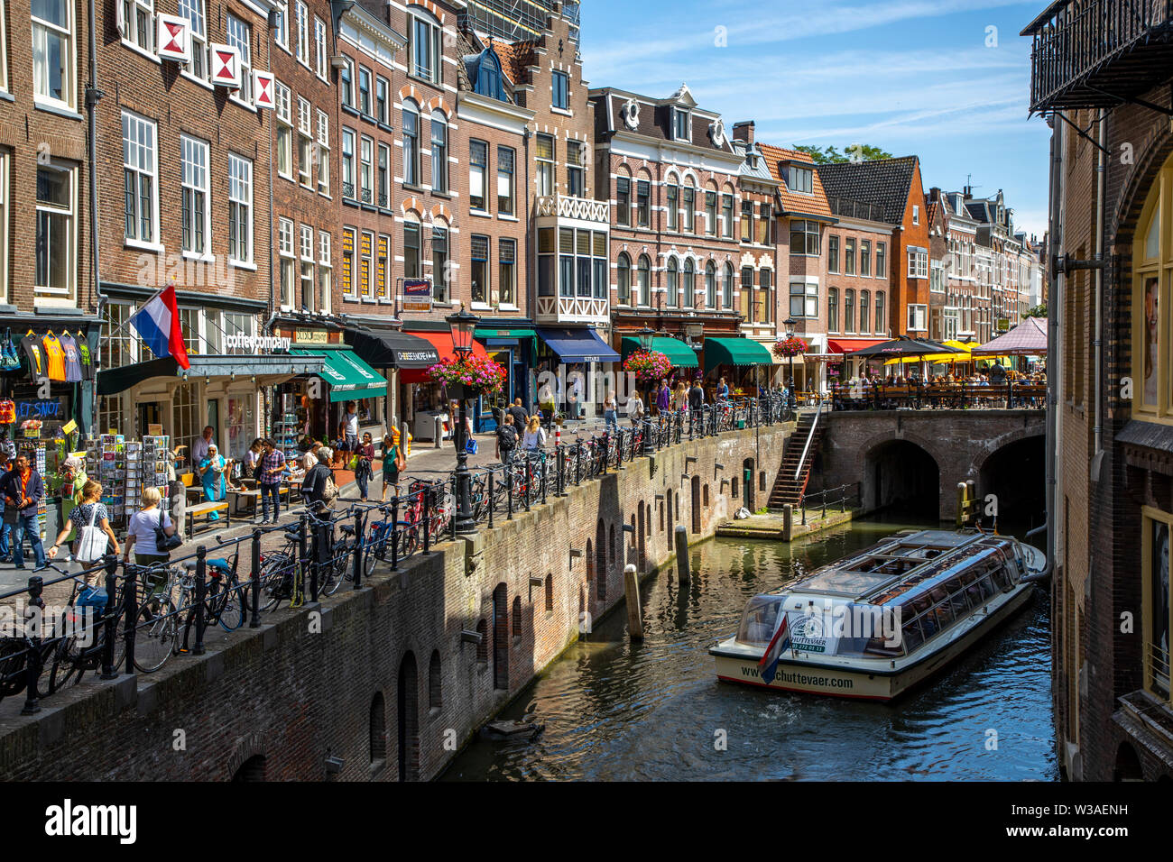Utrecht, Netherlands, Old Town, Oudegracht, canal, restaurants, pubs ...