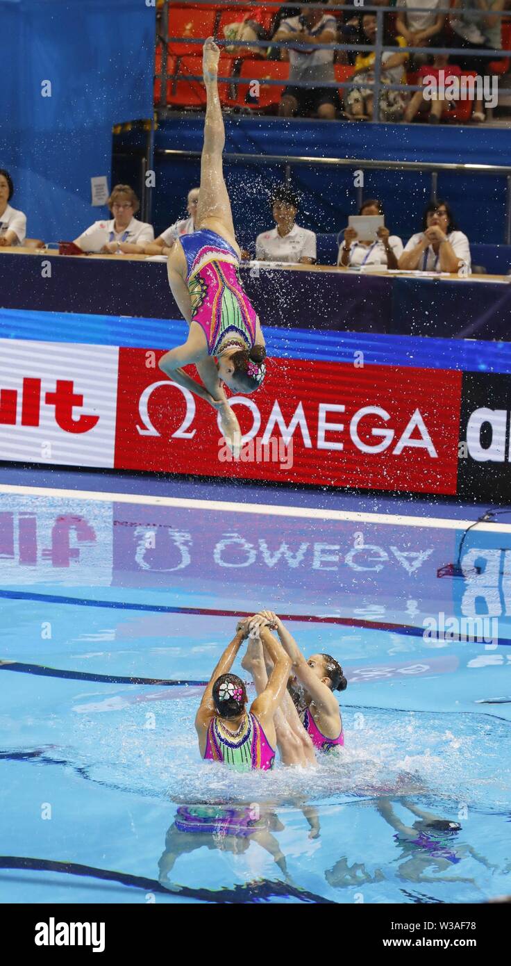Gwangju, South Korea. 14th July, 2019. Russian artistic swimmers ...