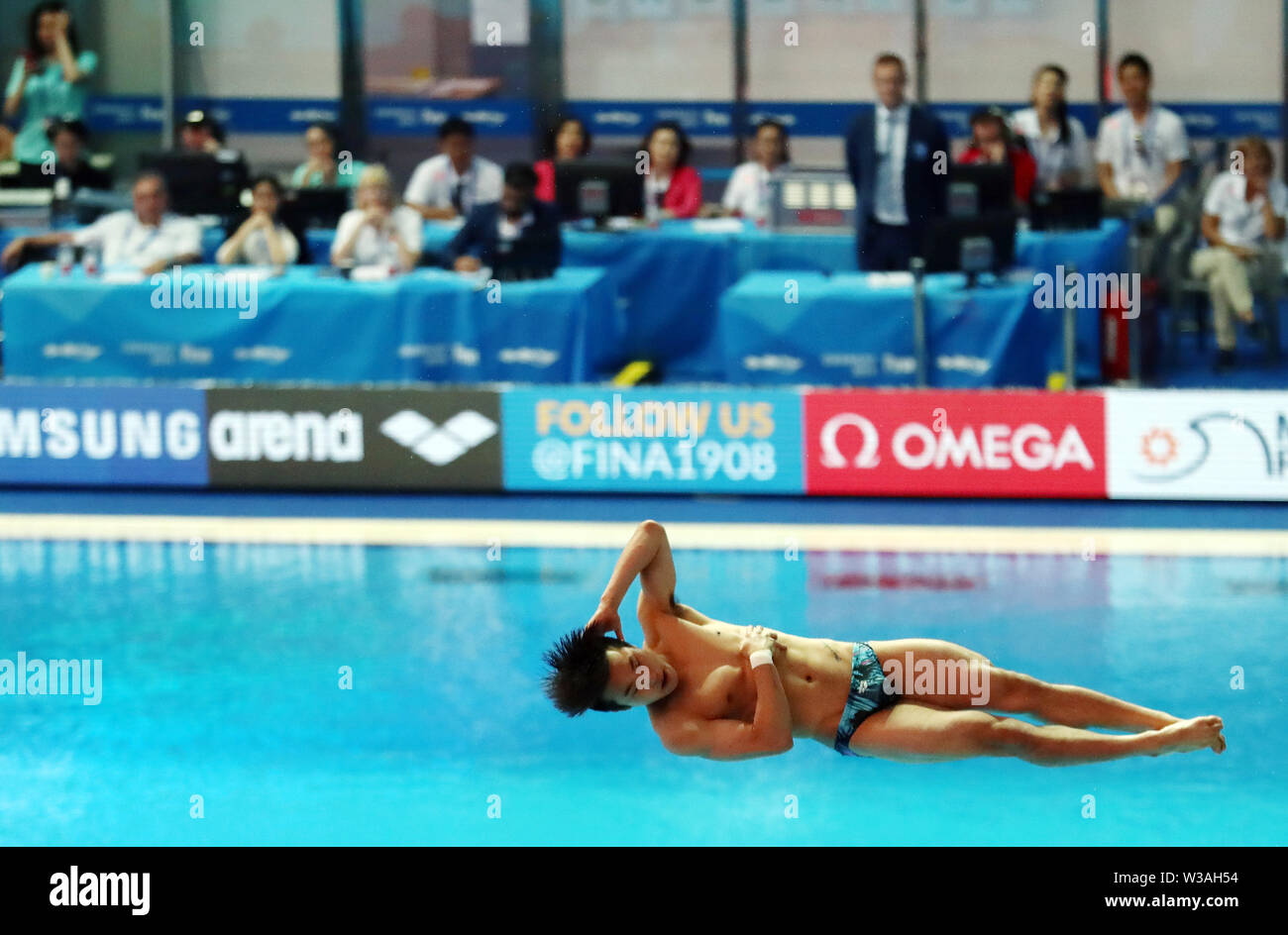 Gwangju, Korea. 14th July, 2019. S. Korean diver South Korean diver Woo ...