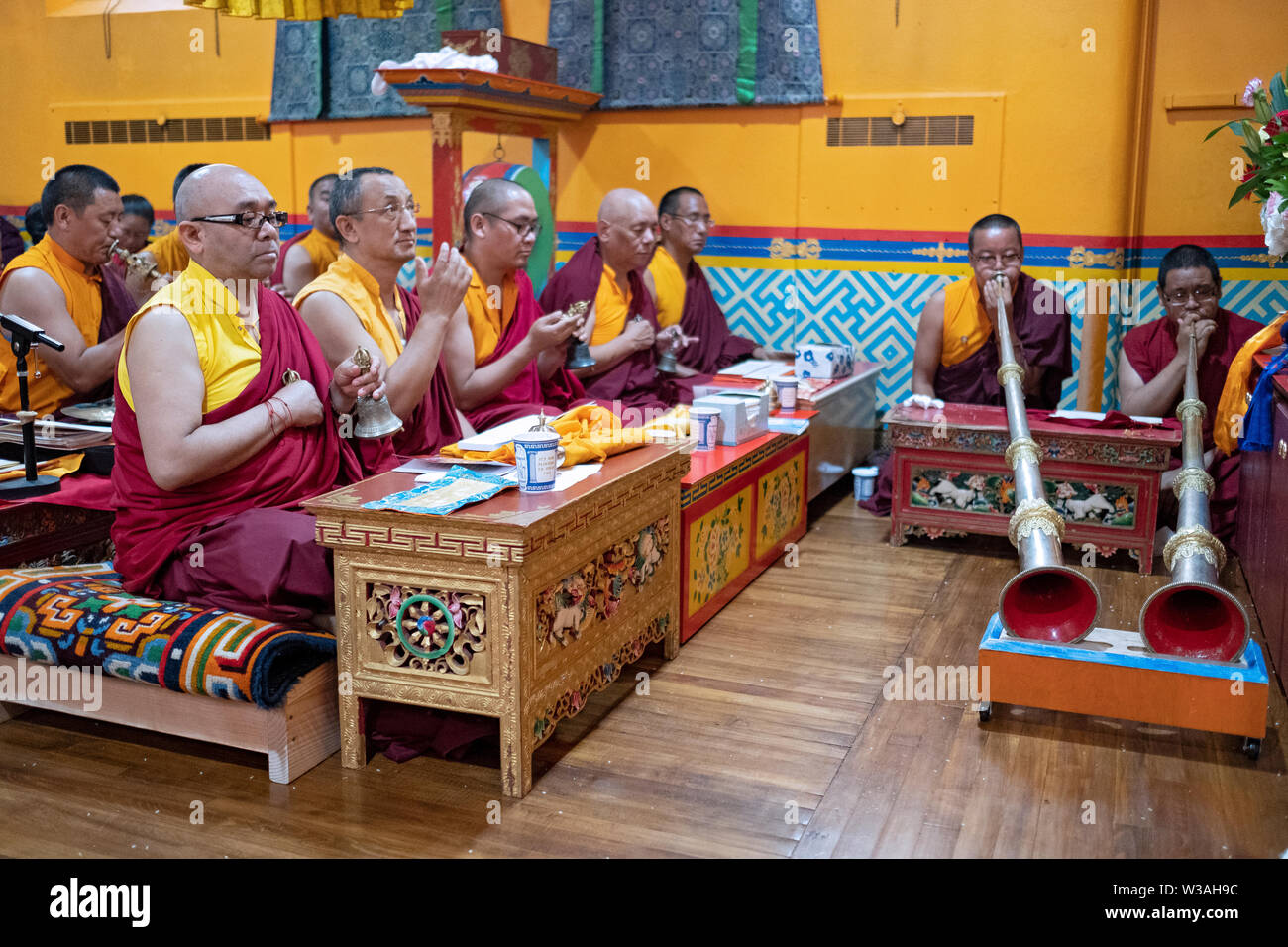 Nepalese Buddhist monks play traditional instruments including the ...