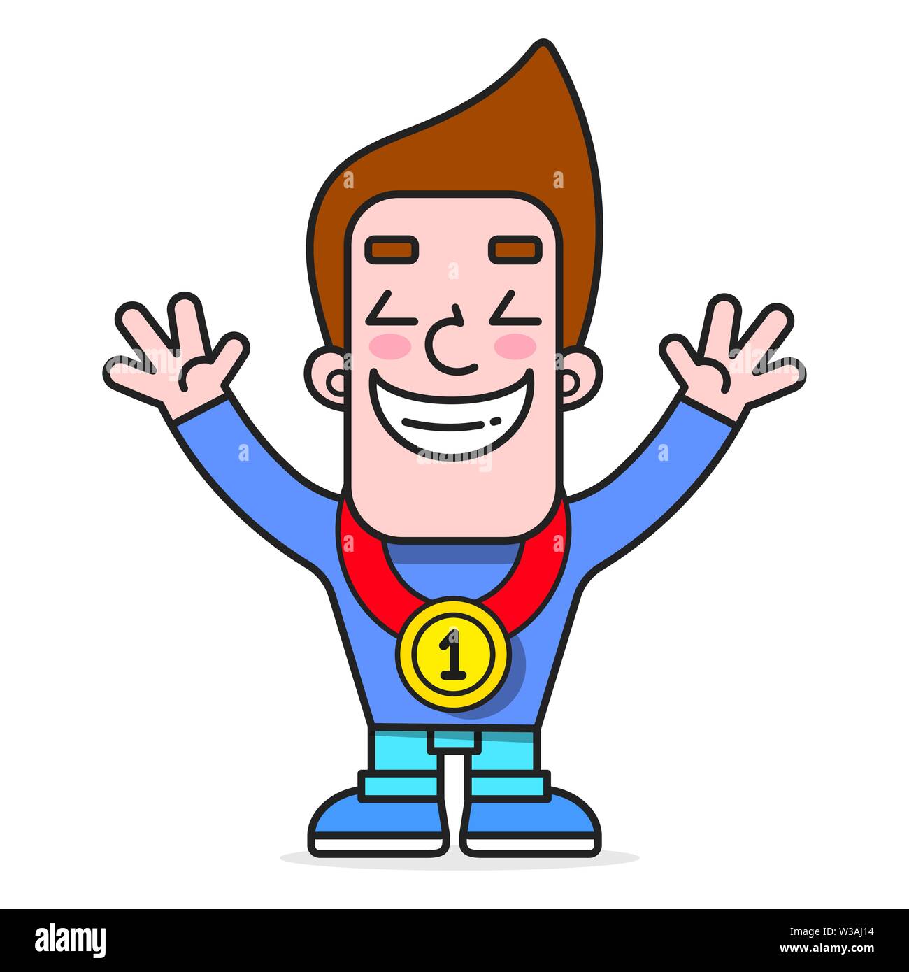 Hand Holding A Winners Medal In Concept Vector Illustration Stock ...