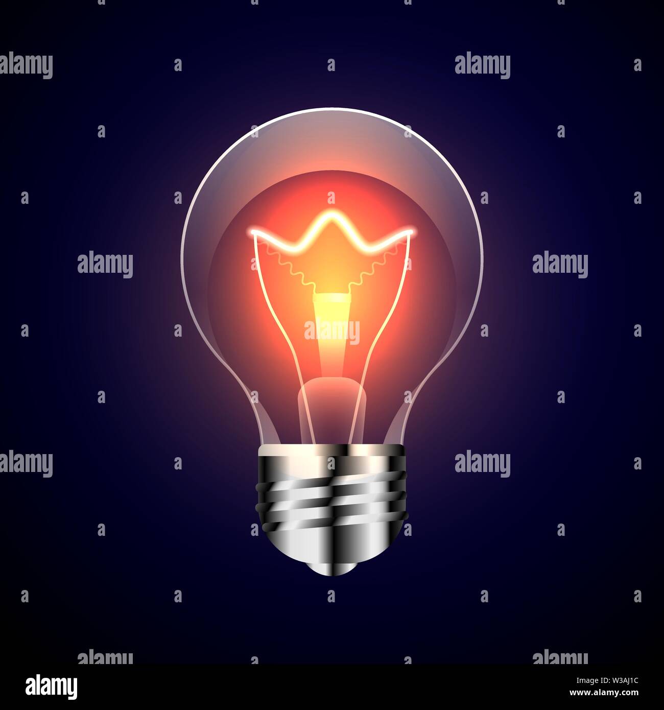 Realistic Lamp With Bright Light On Dark Background Stock Vector Image ...