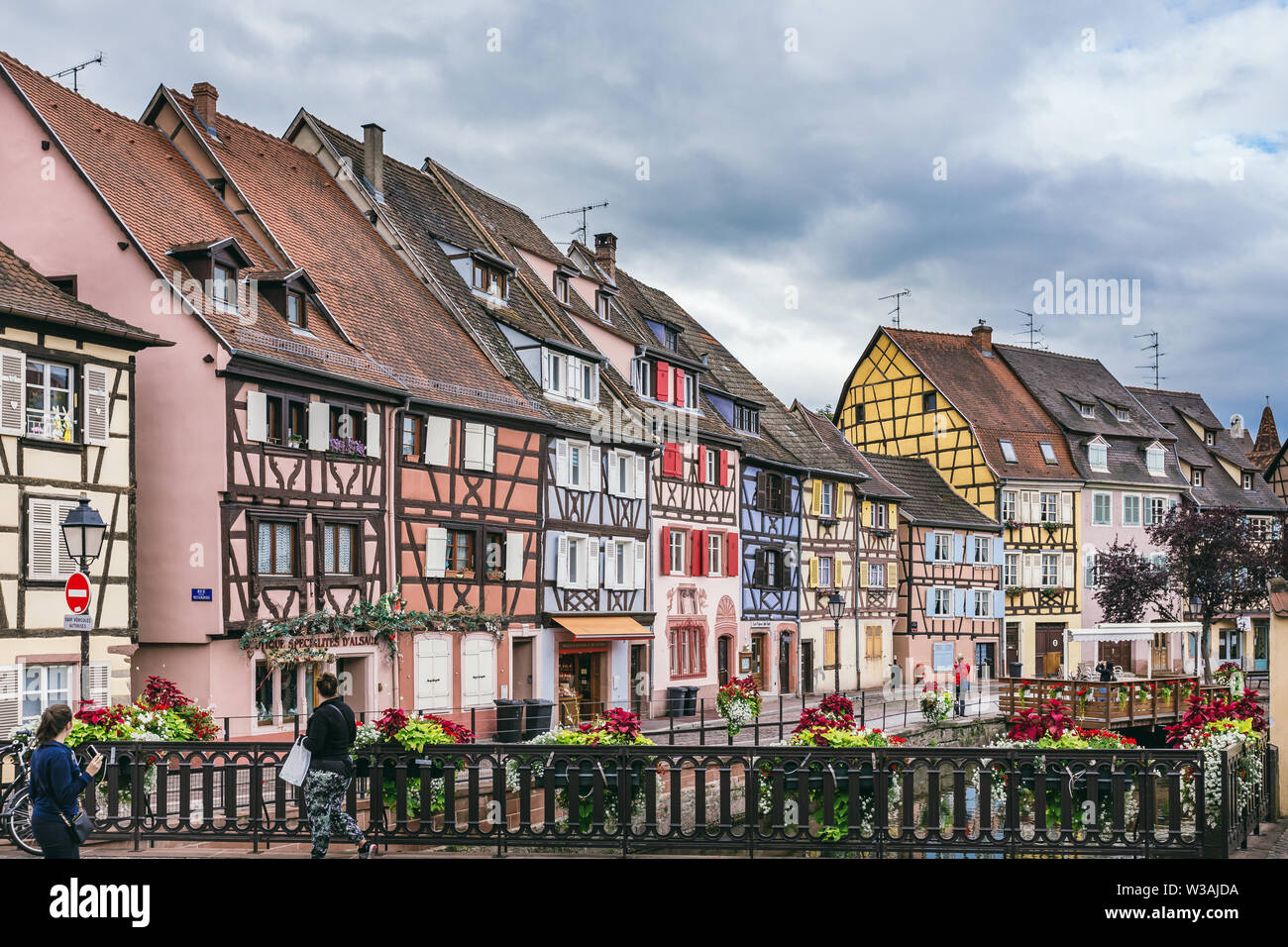 France, Colmar - July 26, 2017. Ancient residential buildings in the ...