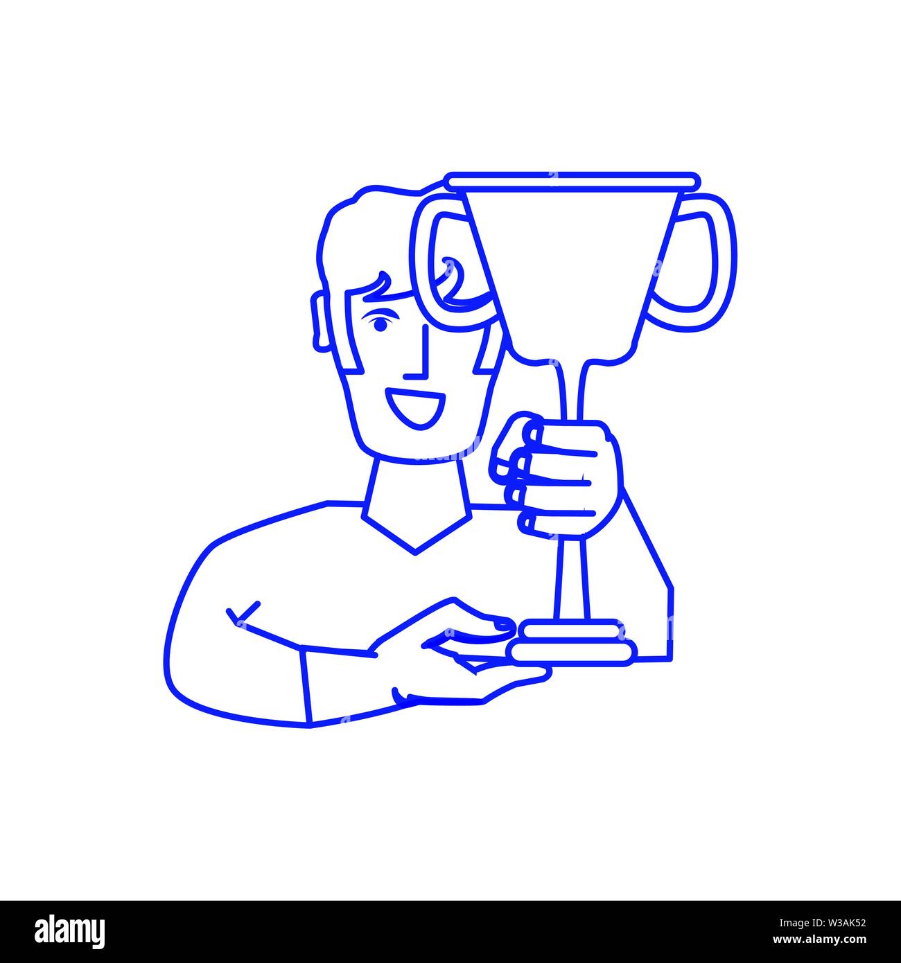 winner man with trophy cup award vector illustration design Stock ...