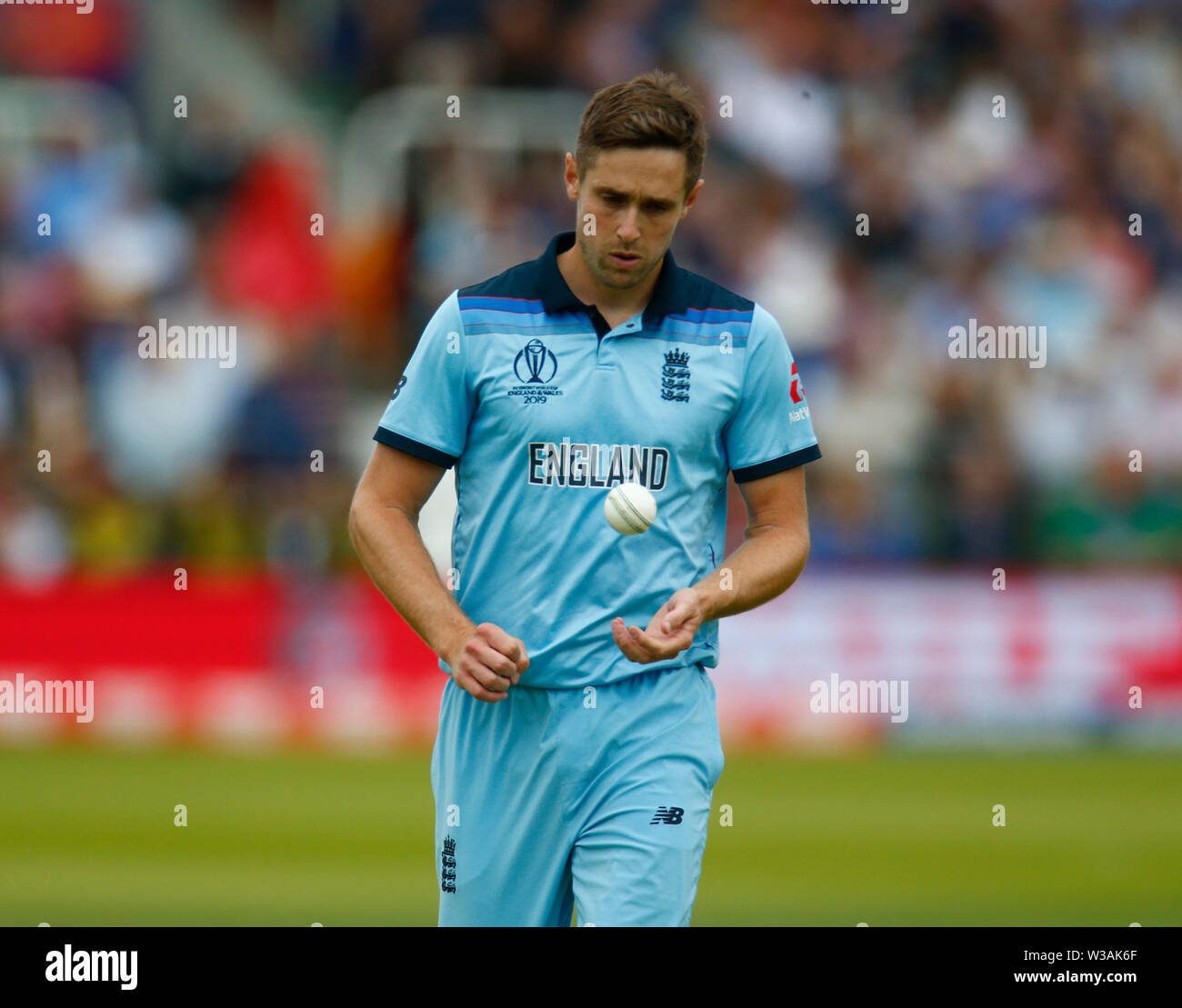 London, UK. 14th July, 2019. LONDON, ENGLAND. JULY 14: Chris Woakes of ...