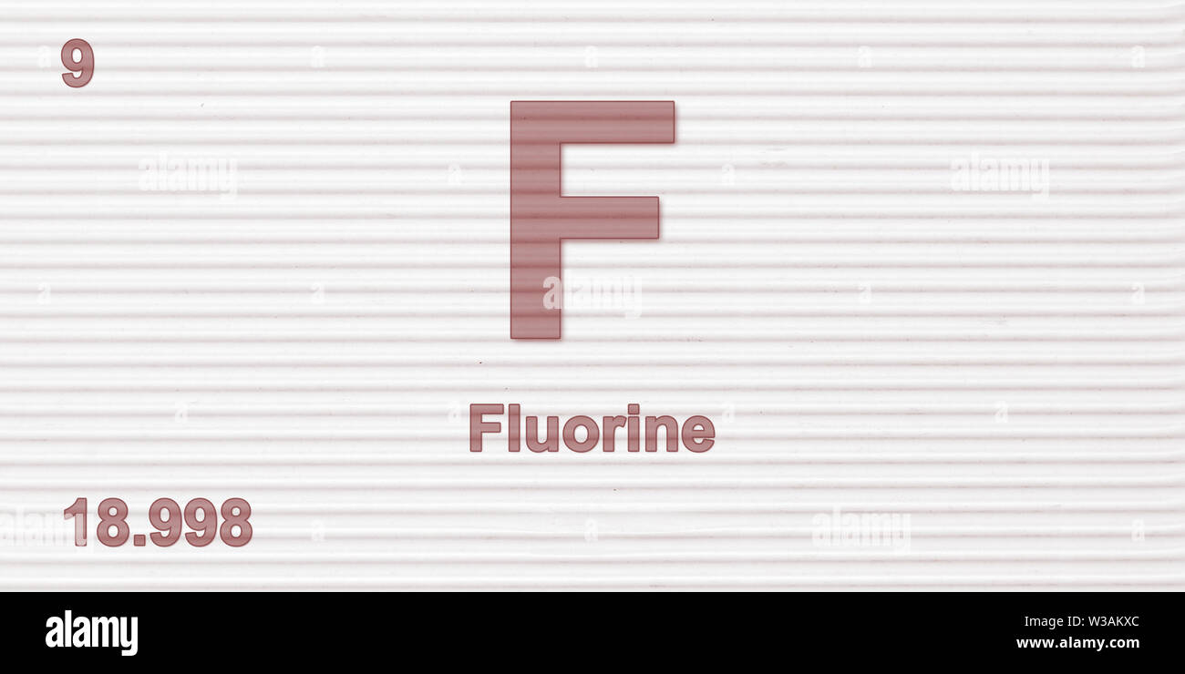 Fluorine chemical element atomic data and symbol illustration backdrop ...