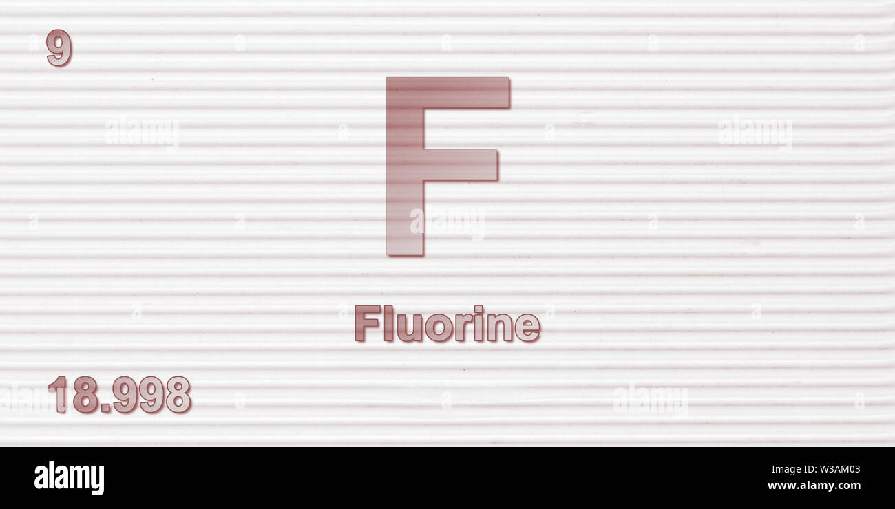 Fluorine chemical element atomic data and symbol illustration backdrop ...