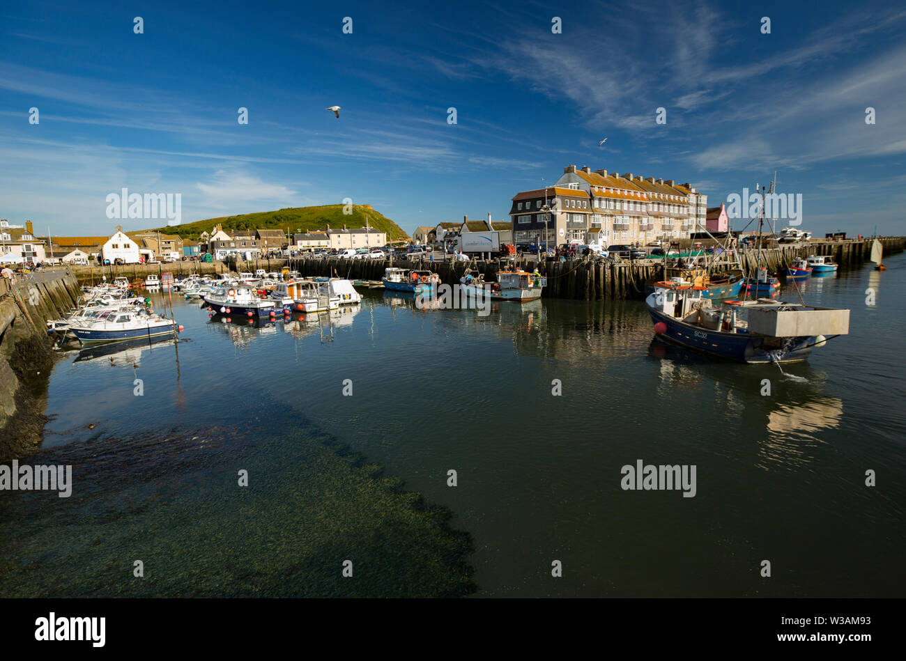 Fishing and pleasure boats in West Bay harbour. Dorset England UK GB ...