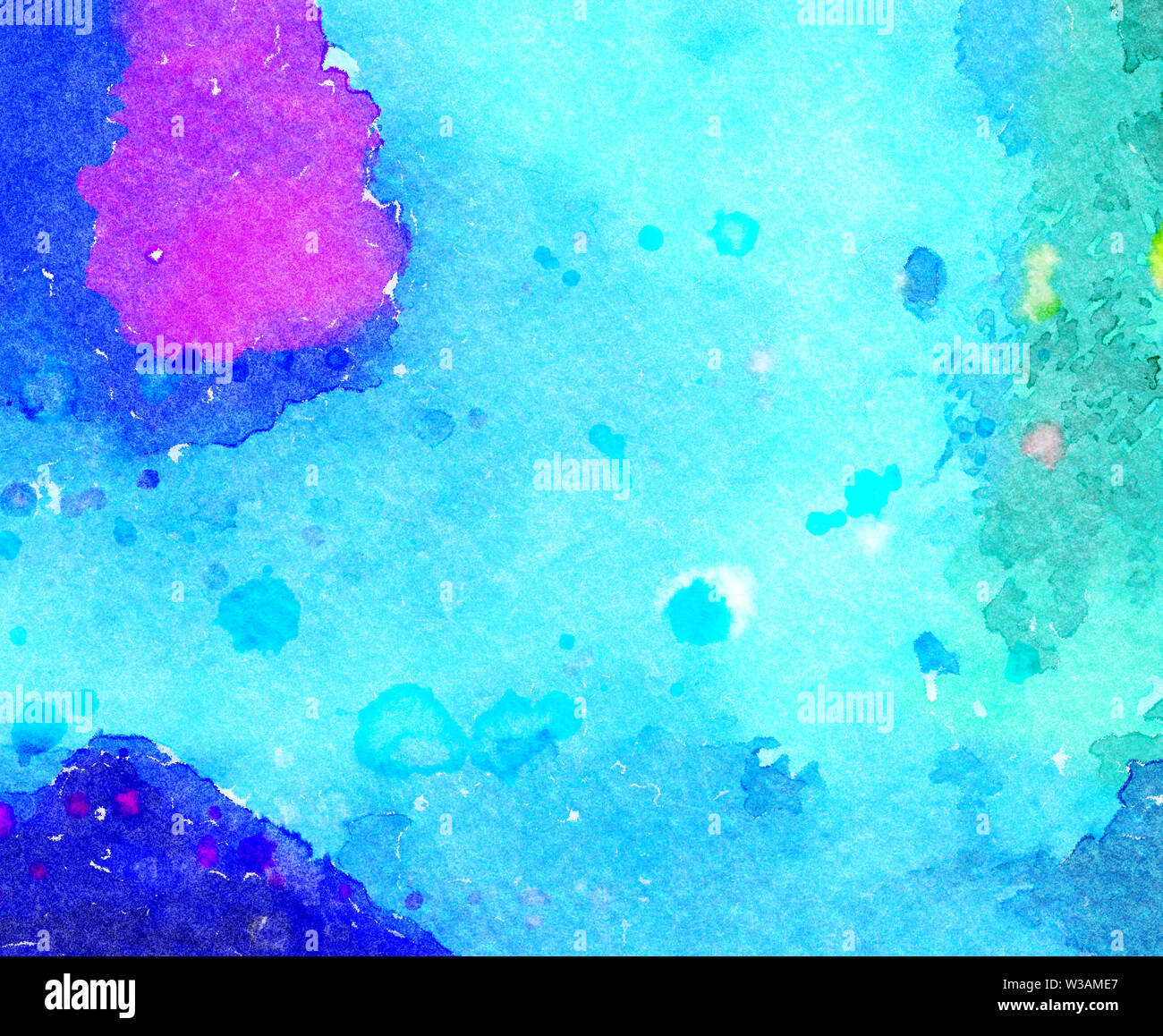 Abstract watercolor background with wet splashes of paint on paper ...