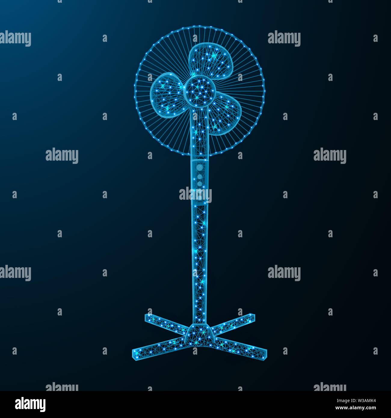 Household fan low poly graphic model, polygonal electronic equipment ...