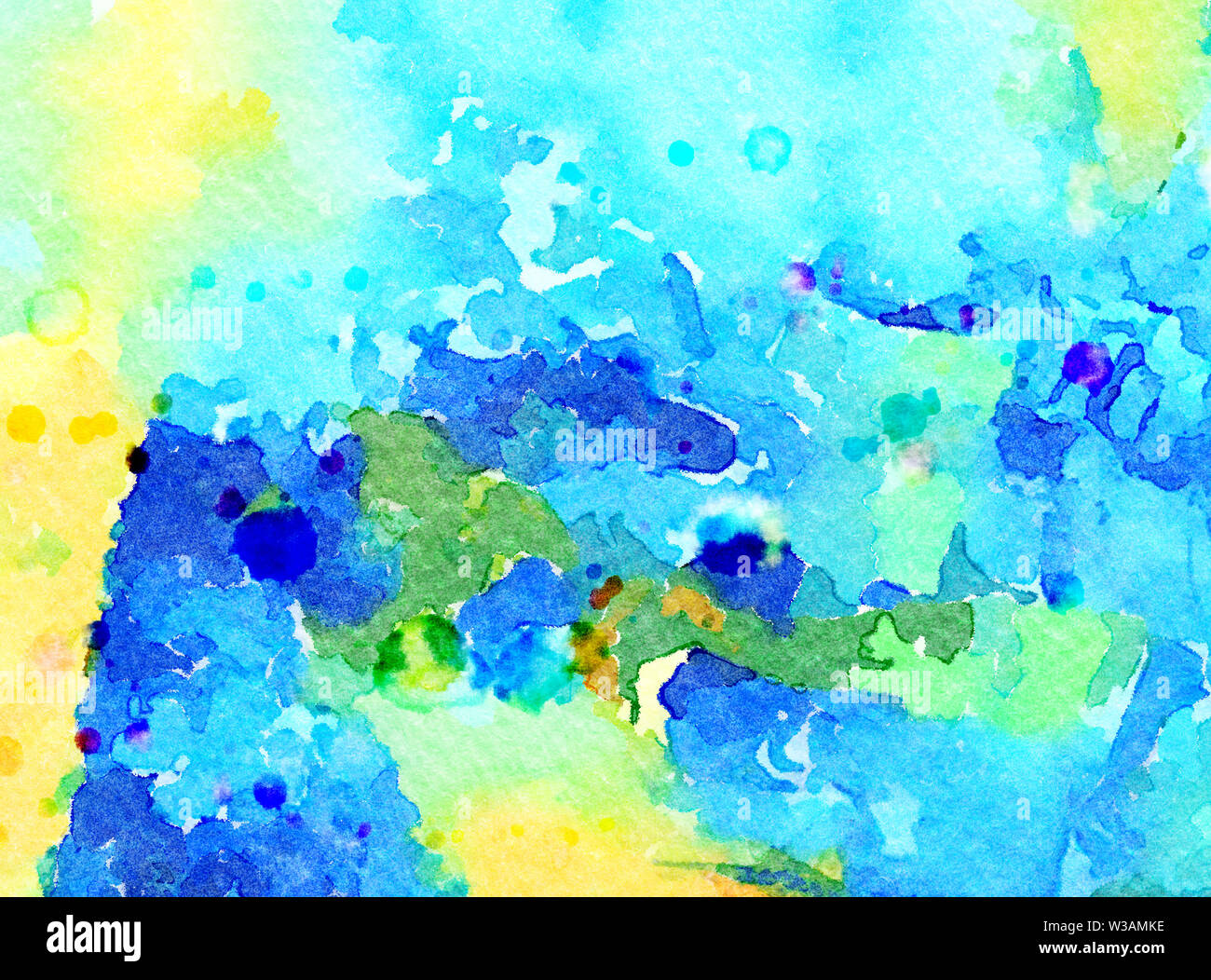 Abstract watercolor background with wet splashes of paint on paper ...