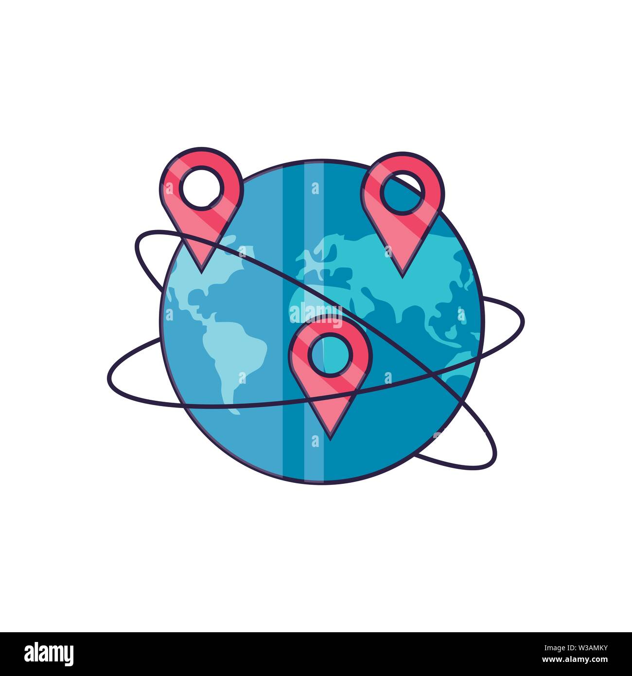 world planet earth with pins location vector illustration design Stock ...