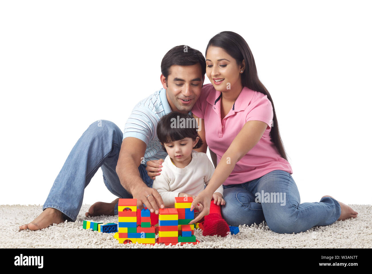 Family playing with blocks Stock Photo - Alamy