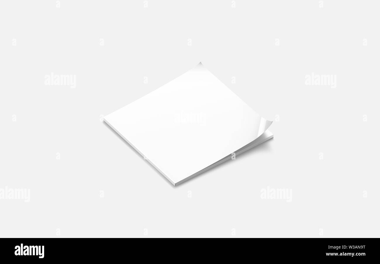 Blank white closed square journal mock up, side view, 3d rendering ...