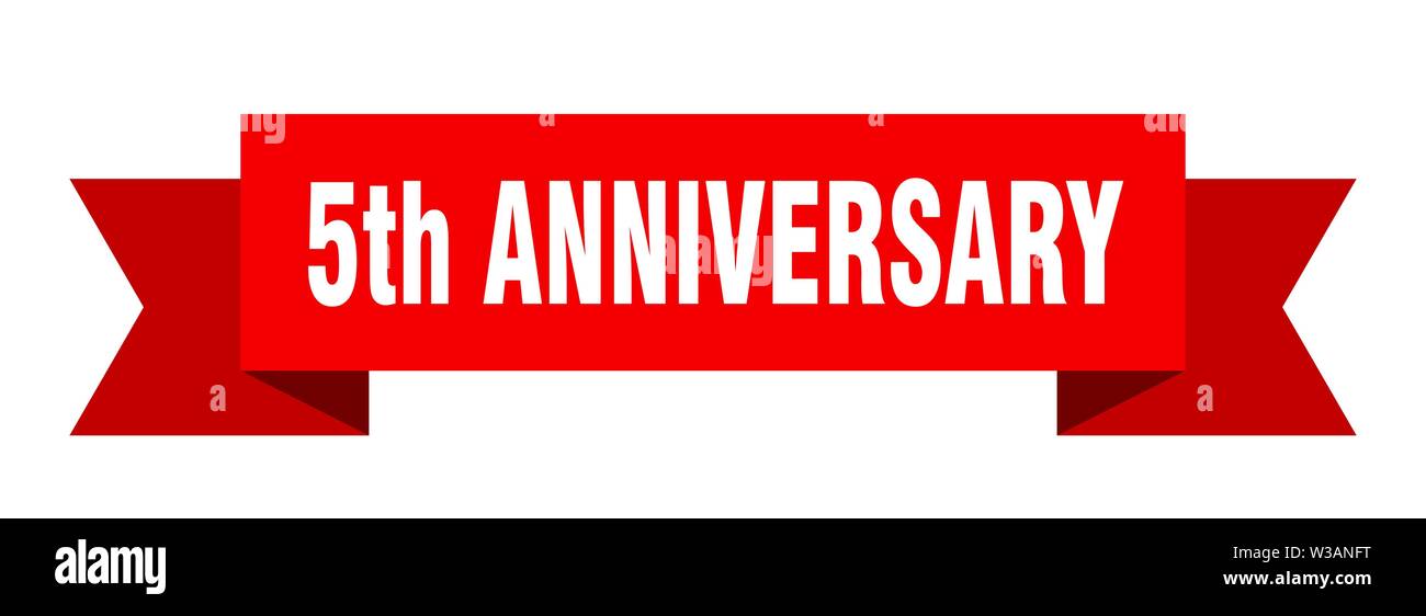 5th anniversary ribbon. 5th anniversary isolated sign. 5th anniversary ...