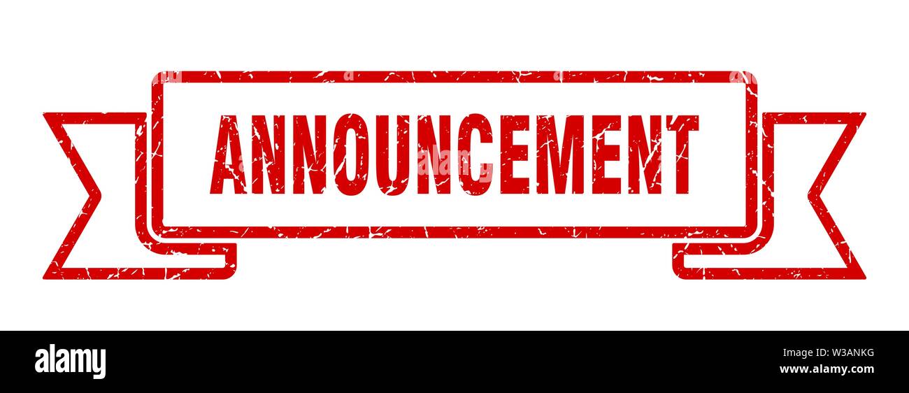 announcement grunge ribbon. announcement sign. announcement banner ...