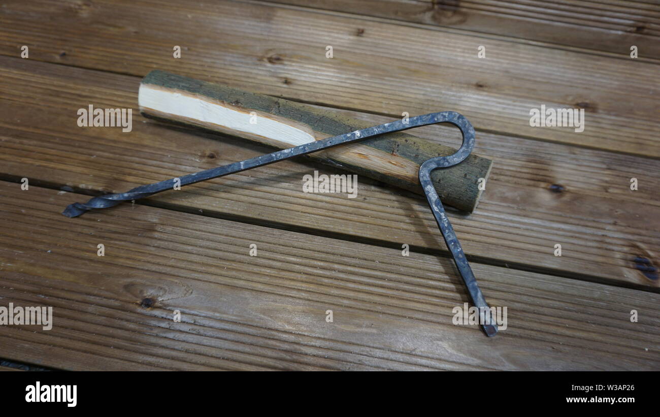 roman woodworking tools; saw, scorp and auger, from Bosnia Stock Photo ...