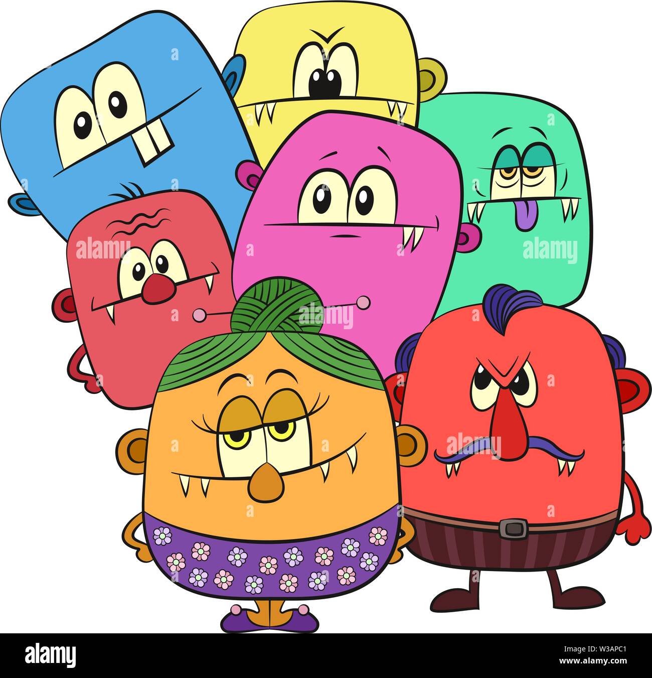 Group of Cartoon Monsters Stock Vector Image & Art - Alamy