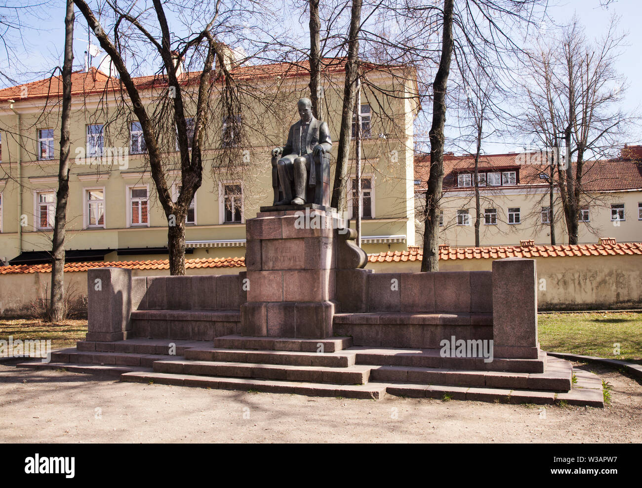 Statue of Jozef Montwill in Vilnius. Lithuania Stock Photo - Alamy