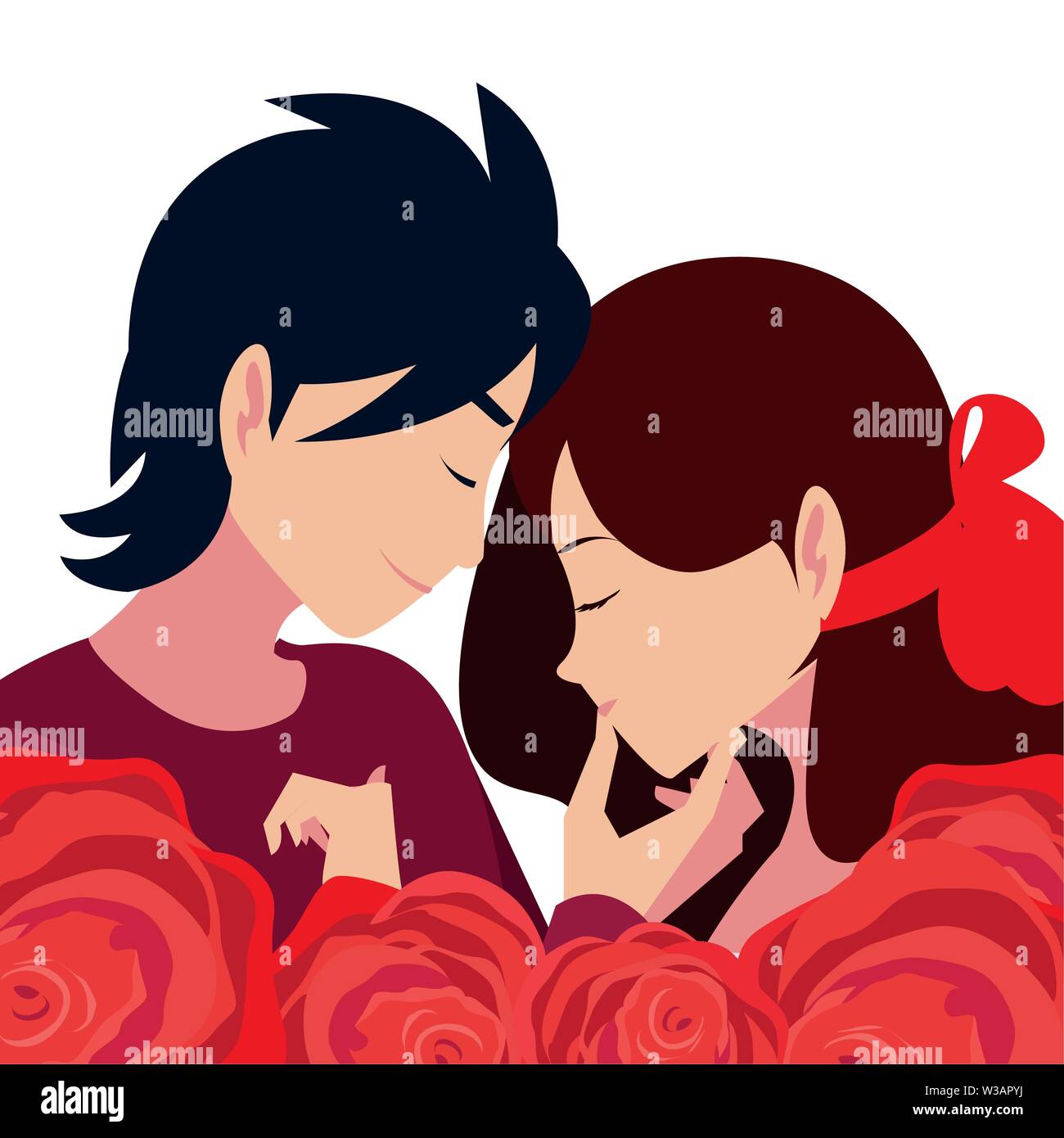 Couple flower roses hugging Stock Vector Images - Alamy