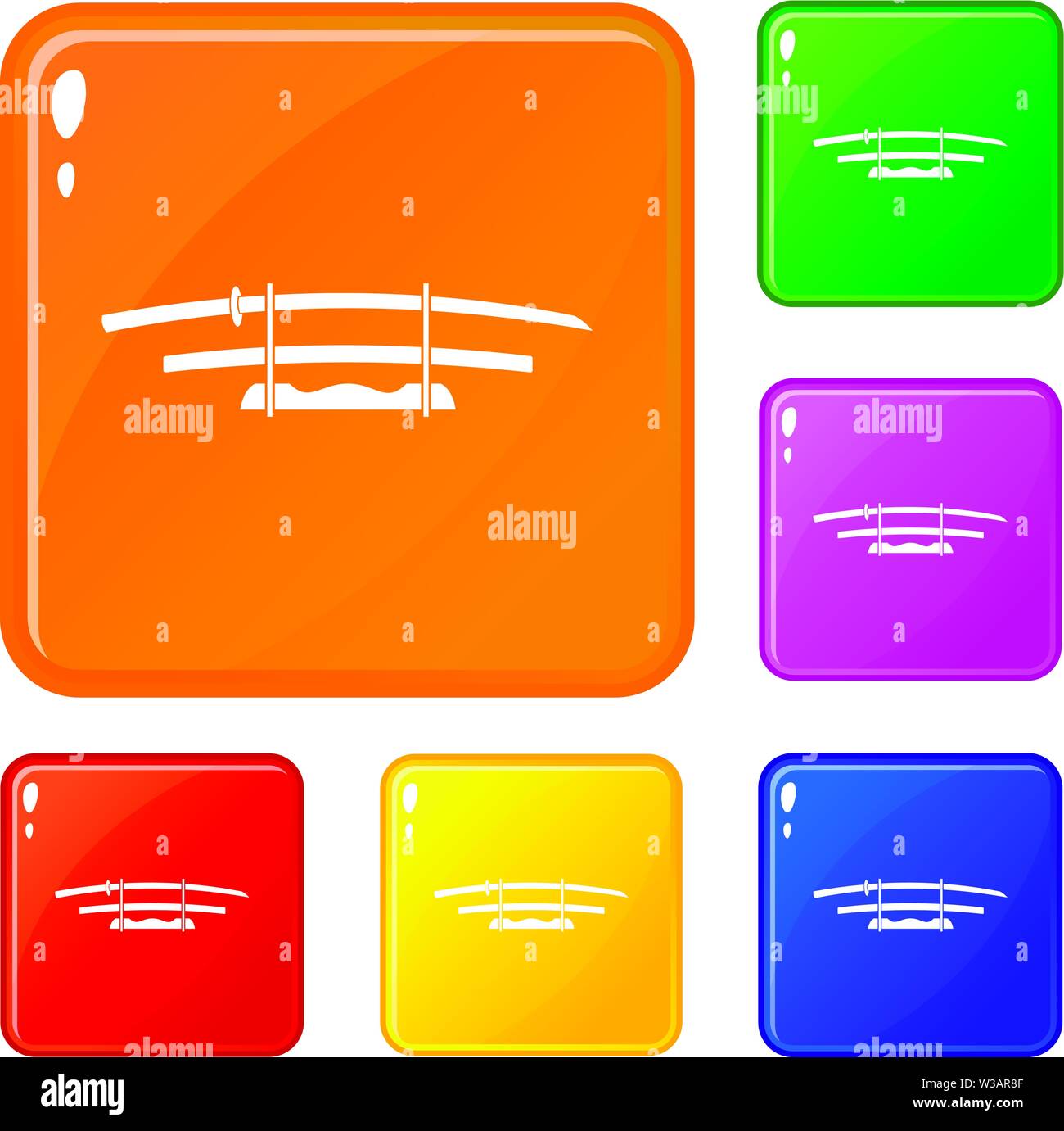 Katana, Japanese sword icons set vector color Stock Vector Image & Art ...