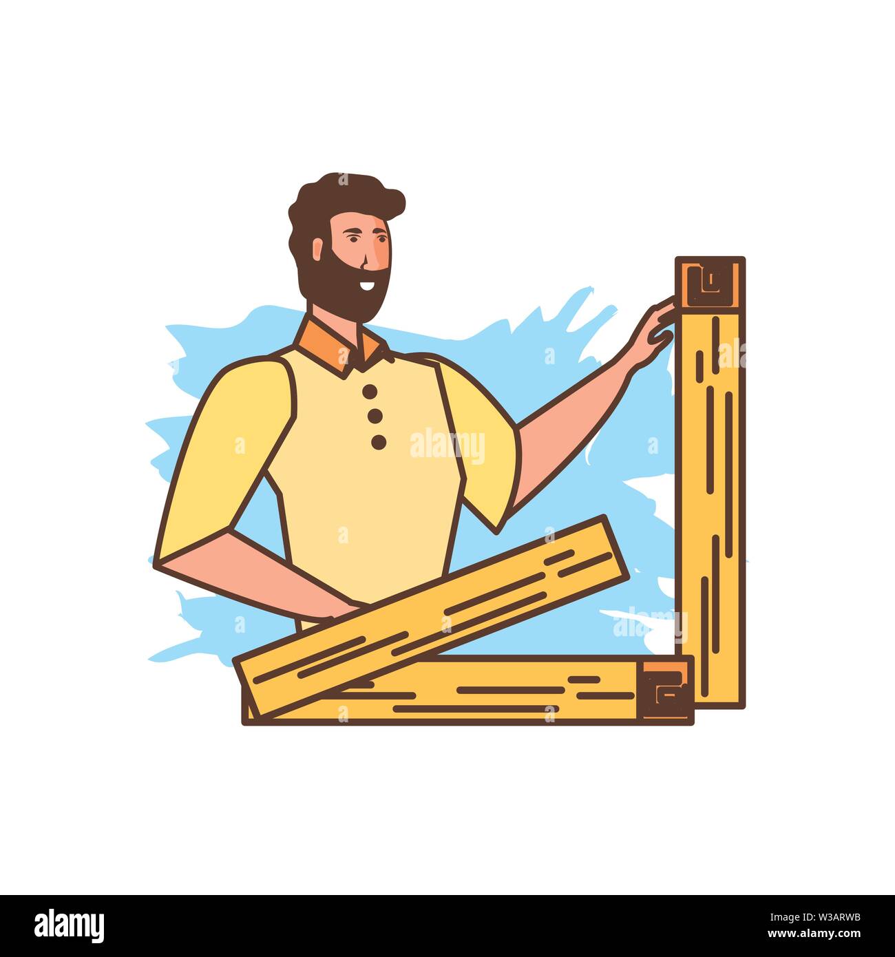 worker carpenter man with wooden vector illustration design Stock ...