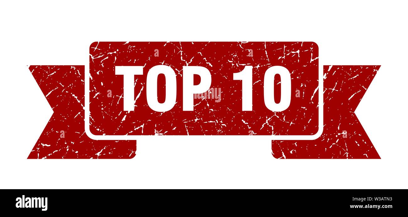 top 10 grunge ribbon. top 10 sign. top 10 banner Stock Vector Image ...