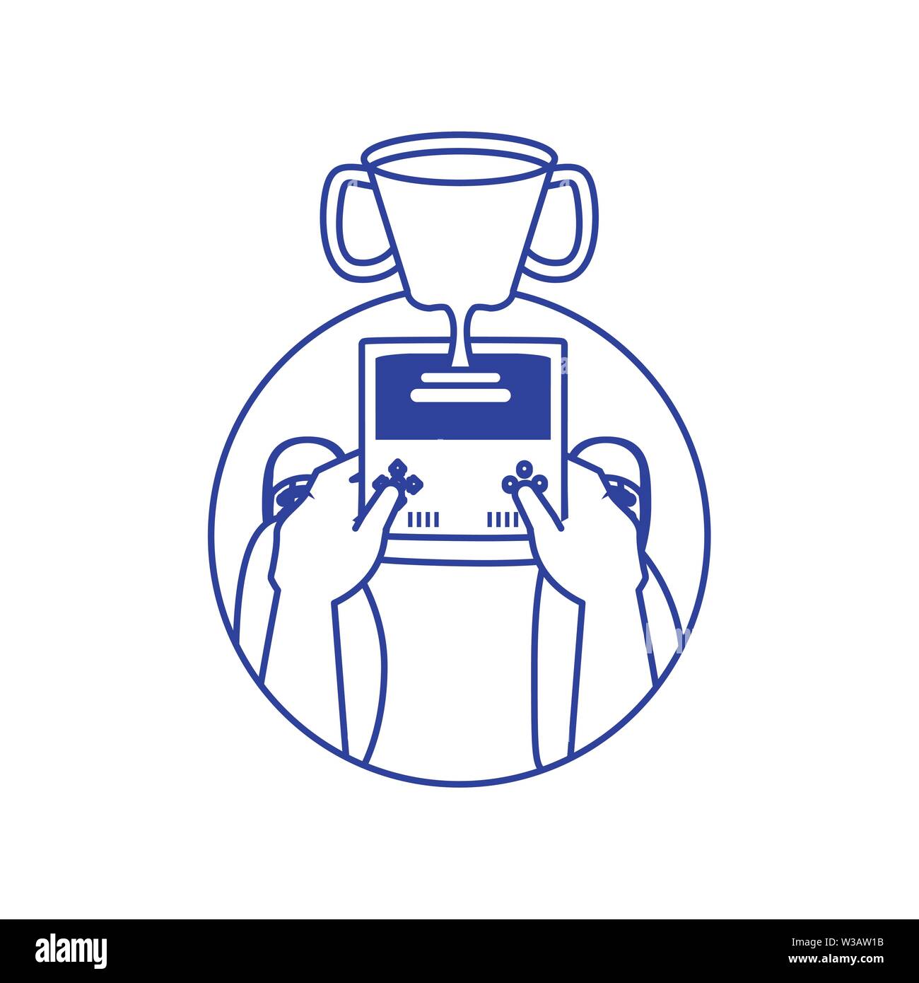 gamer hands with handle video game device vector illustration design ...