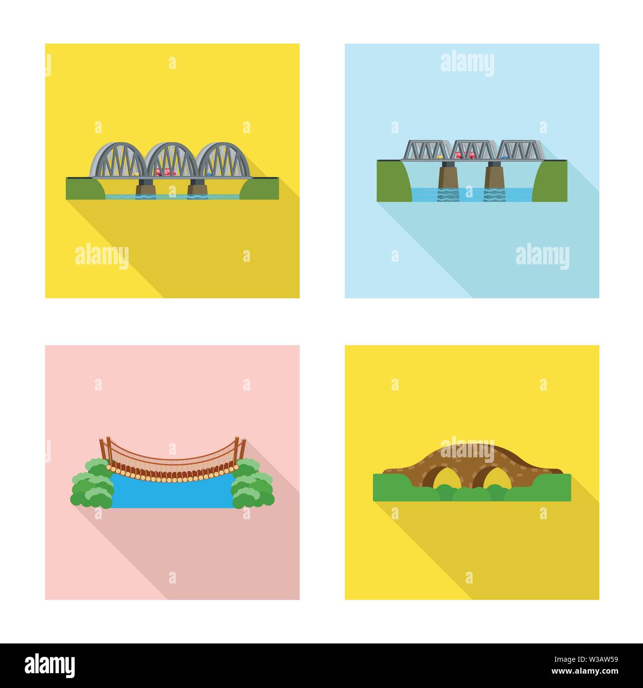 Vector illustration of bridgework and bridge icon. Set of bridgework ...