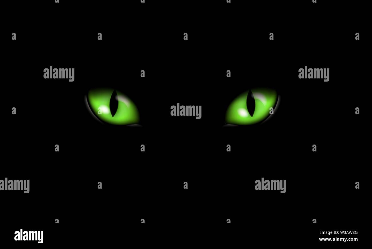Realistic illustration of green feline eyes or cat eye, isolated on ...